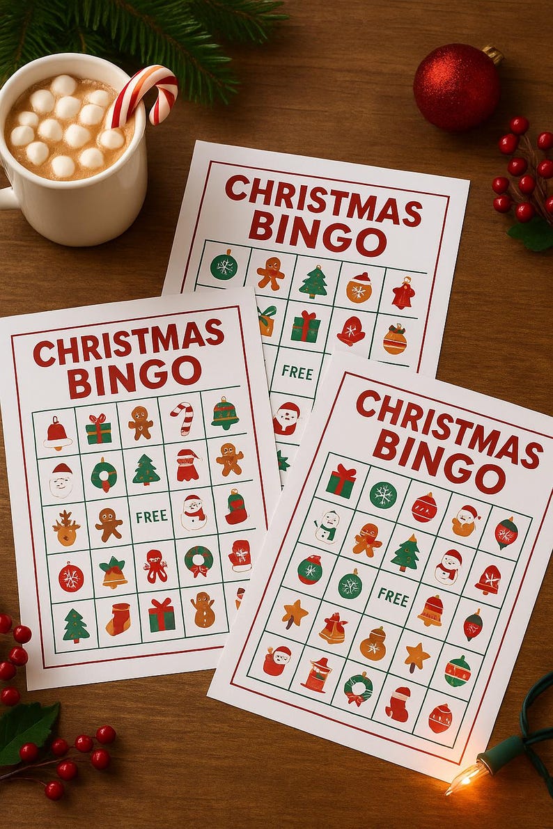 Printable Christmas Movie Bingo Game | 30 Cards With Call List | Family ...