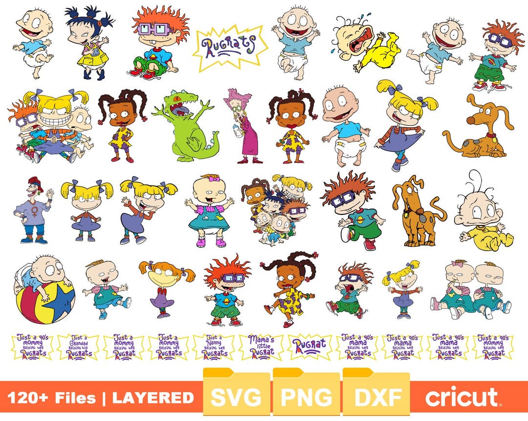 90s Baby Cartoon Kids SVG Bundle for Cricut and Silhouette, Cute Retro ...