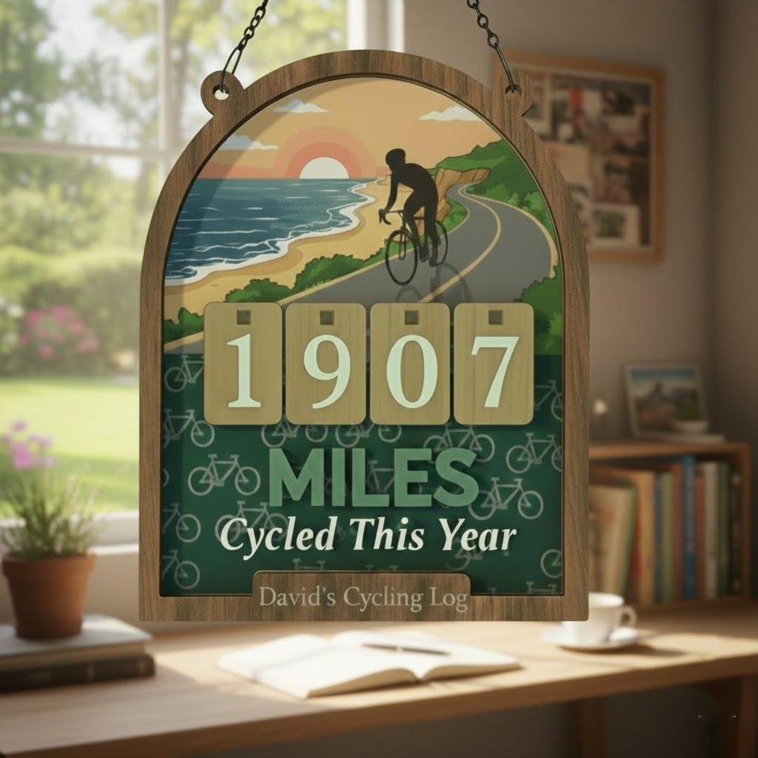 Miles Cycled This Year Tracker Sign, Custom Yearly Ride Counter Board ...