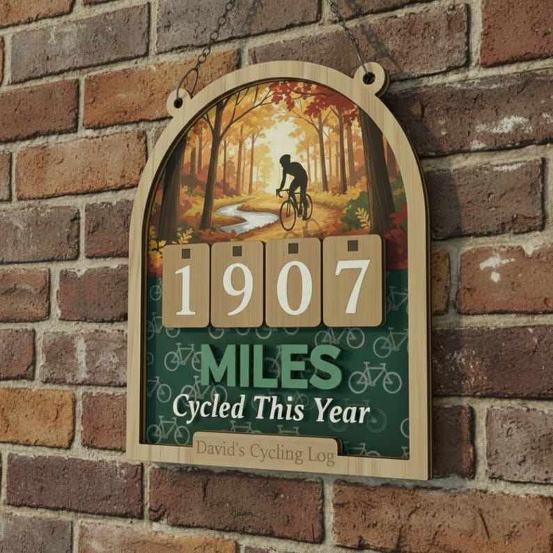 Miles Cycled This Year Tracker, Personalized Cycling Log Board, Custom ...