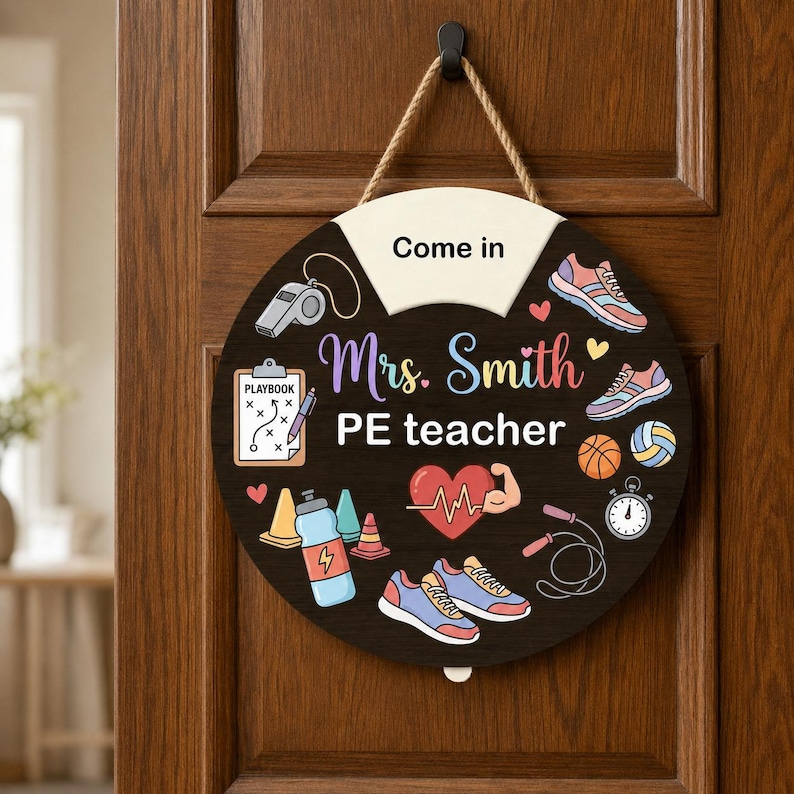 Personalized Gym Teacher Door Sign, Physical Education Classroom Decor ...
