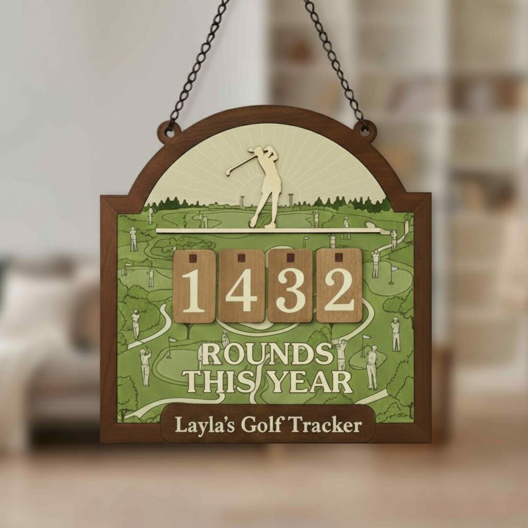 Personalized Golf Rounds Tracker Sign, Custom Golfer Score Display ...