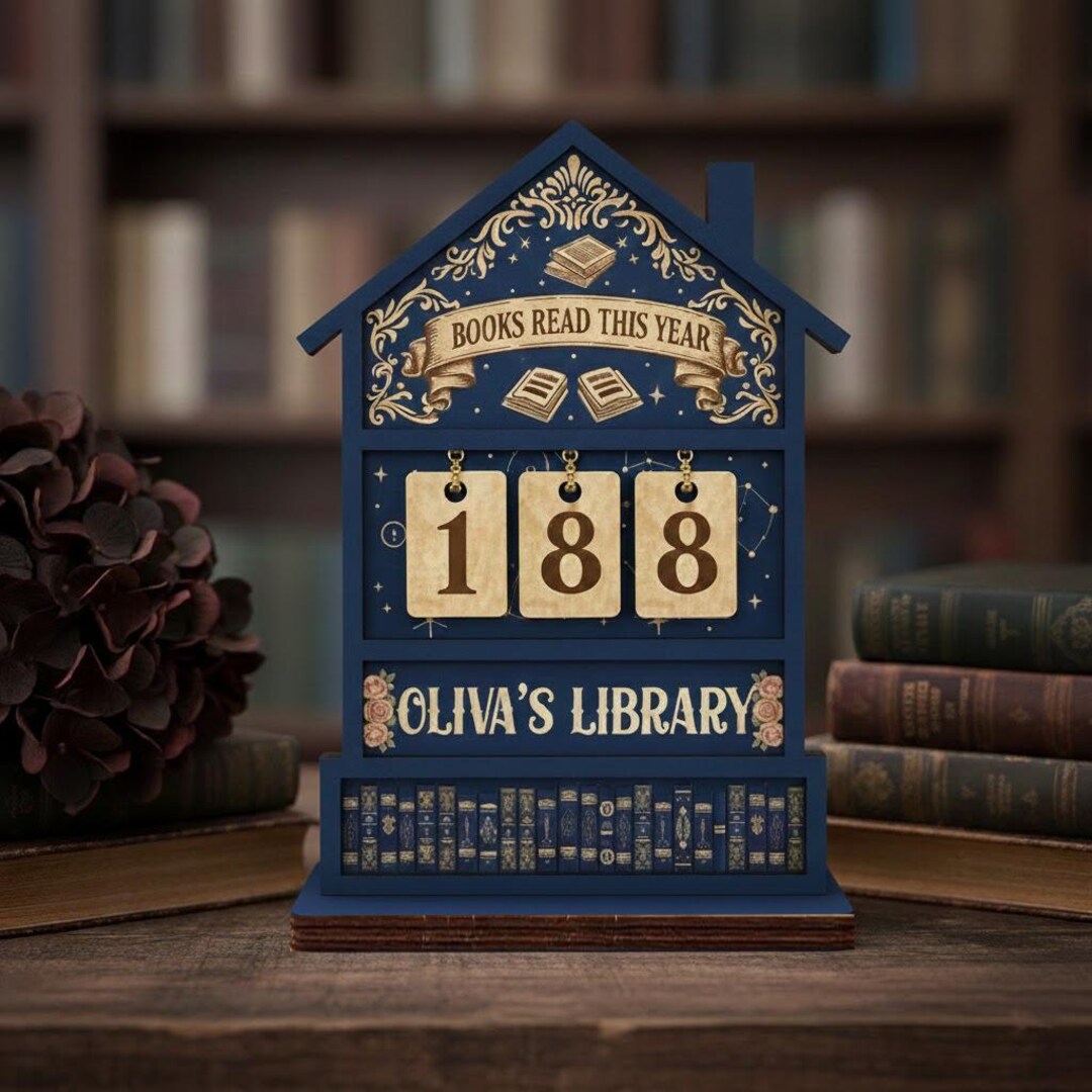 Vintage Book Read Tracker Sign, Custom Book Lover Gift, Personalized ...