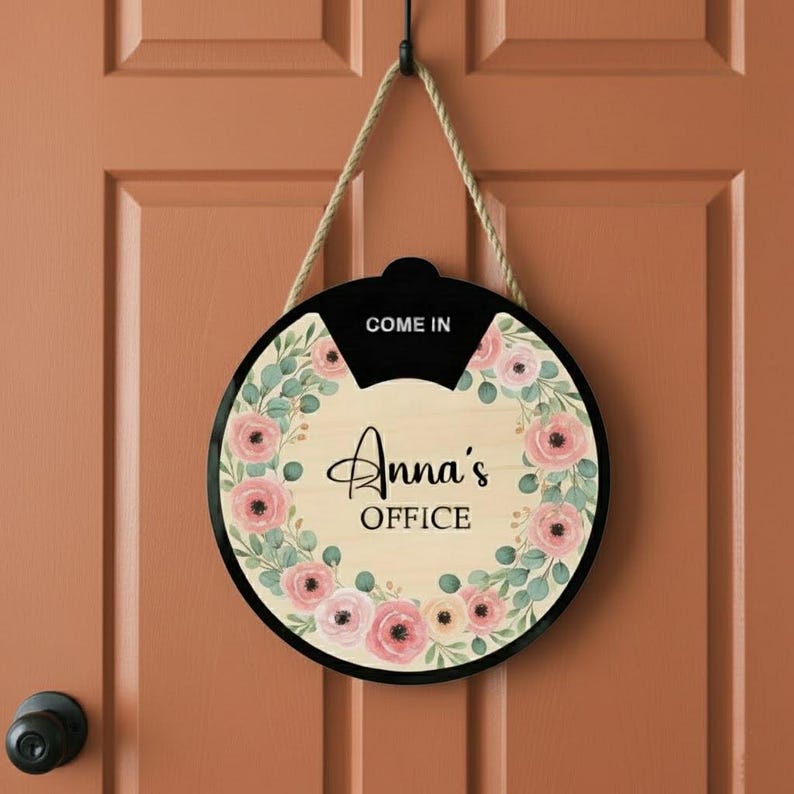 Custom Office Door Sign With Spinner, Personalized Work Status Sign ...