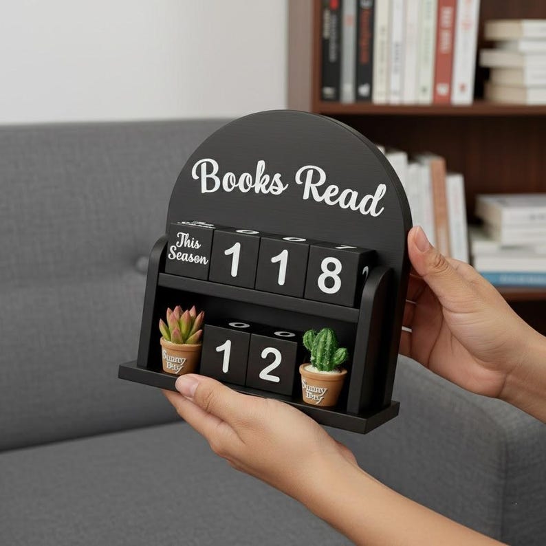 Vintage Style 3D Printed Book Tracker, Reading Challenge Counter, Gift ...