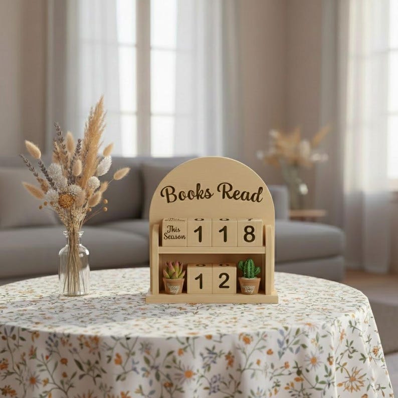 Vintage Style 3D Printed Book Tracker, Reading Challenge Counter, Gift ...