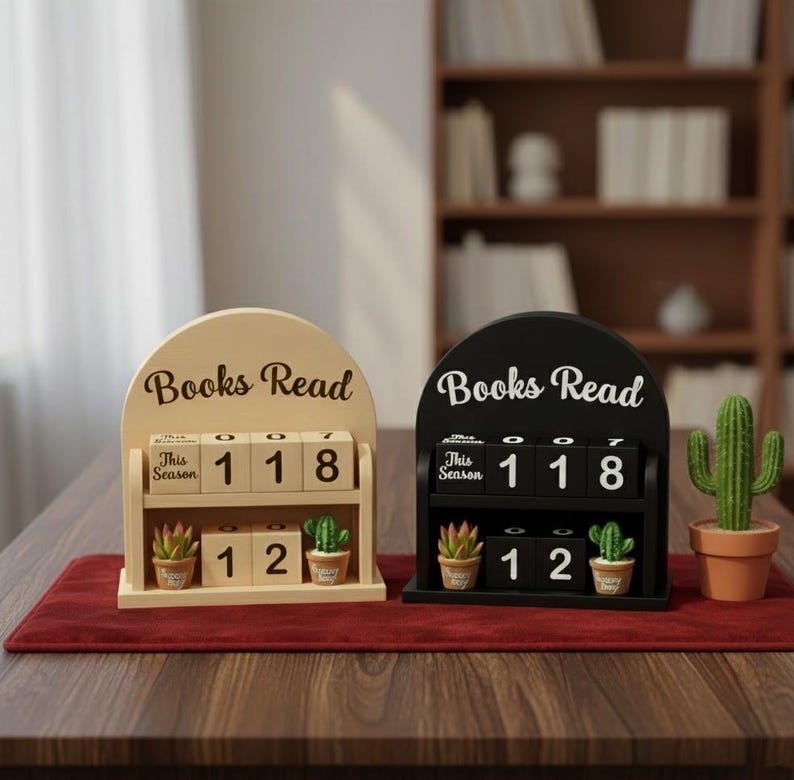 Vintage Style 3D Printed Book Tracker, Reading Challenge Counter, Gift ...