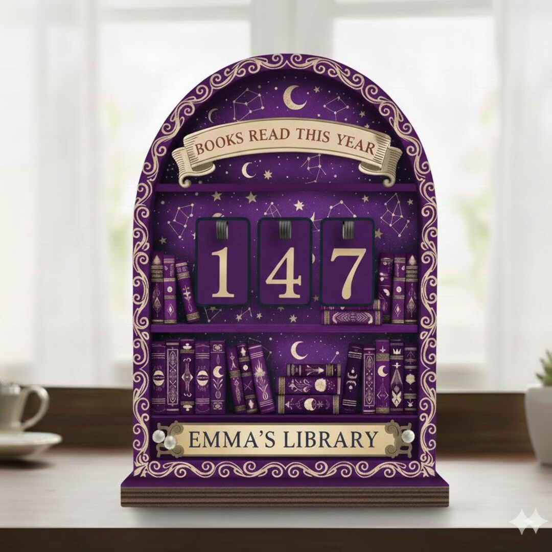 Vintage Books Read Tracker Sign, Personalized Reading Counter Board ...