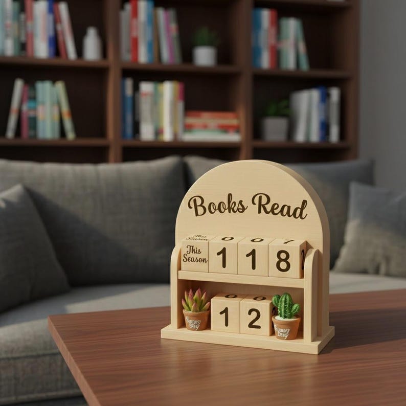 Vintage Style 3D Printed Book Tracker, Reading Challenge Counter, Gift ...
