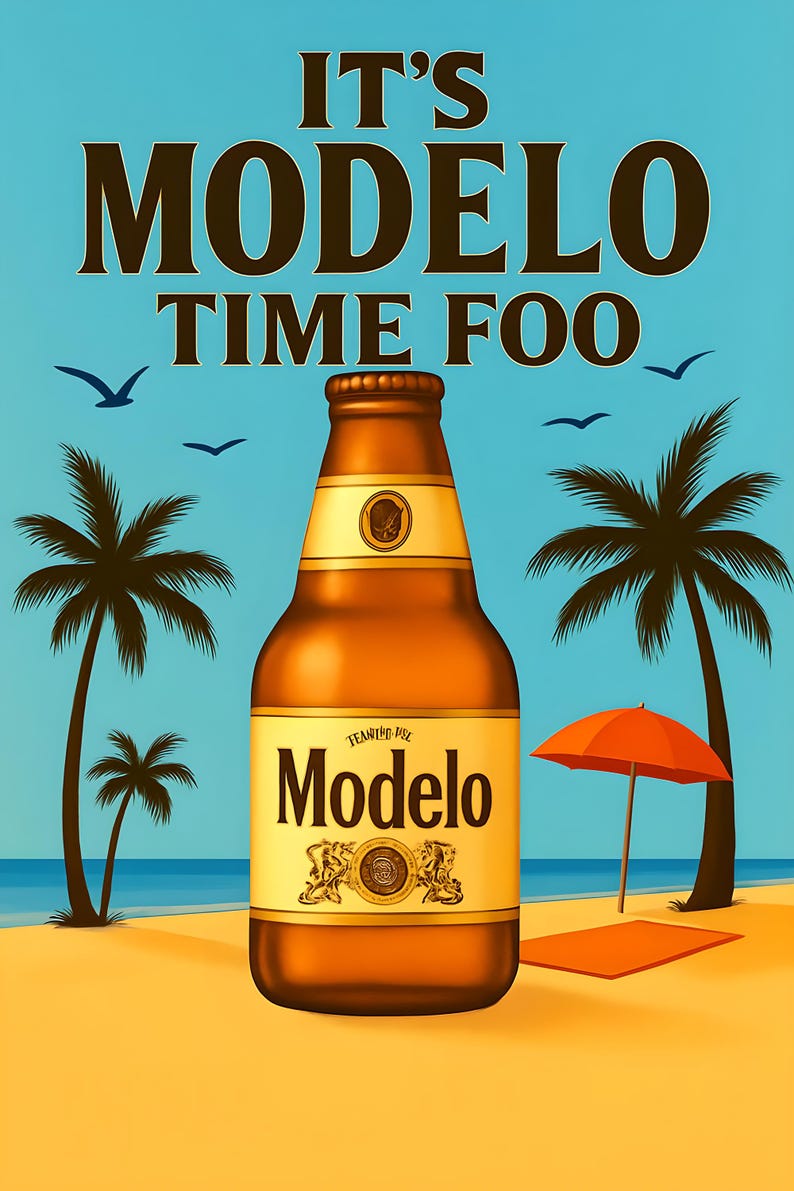 Vintage Modelo Beer Art Print: Funny Bar Wall Decor (JPG Downloadable ...