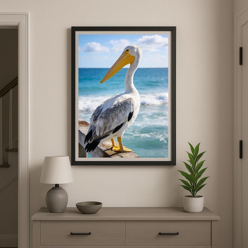 Pelican Picture – Ocean Beach – Coastal Wall Art Poster – Marine Animal ...