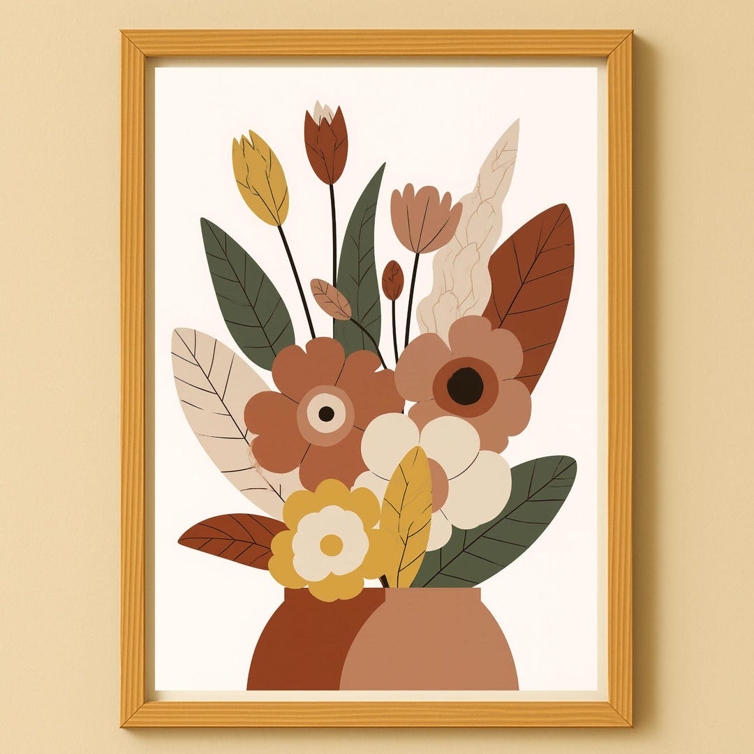 Boho Floral Wall Art Poster Picture – Autumn Flower Arrangement ...