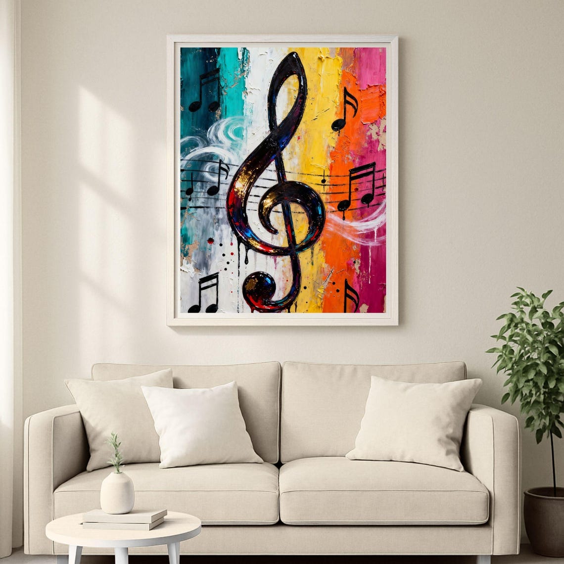 Music Notes Impasto Wall Art Poster Picture – Colorful Textured ...