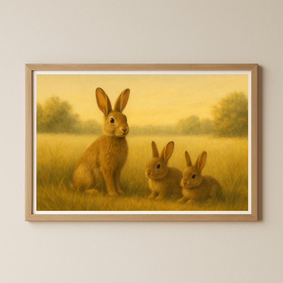 Rabbit Family Printable – Mother Bunny and Kits – Woodland Animal ...