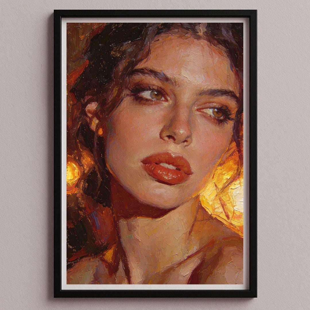 Female Portrait Wall Art Picture – Expressive Woman – Oil Painting ...