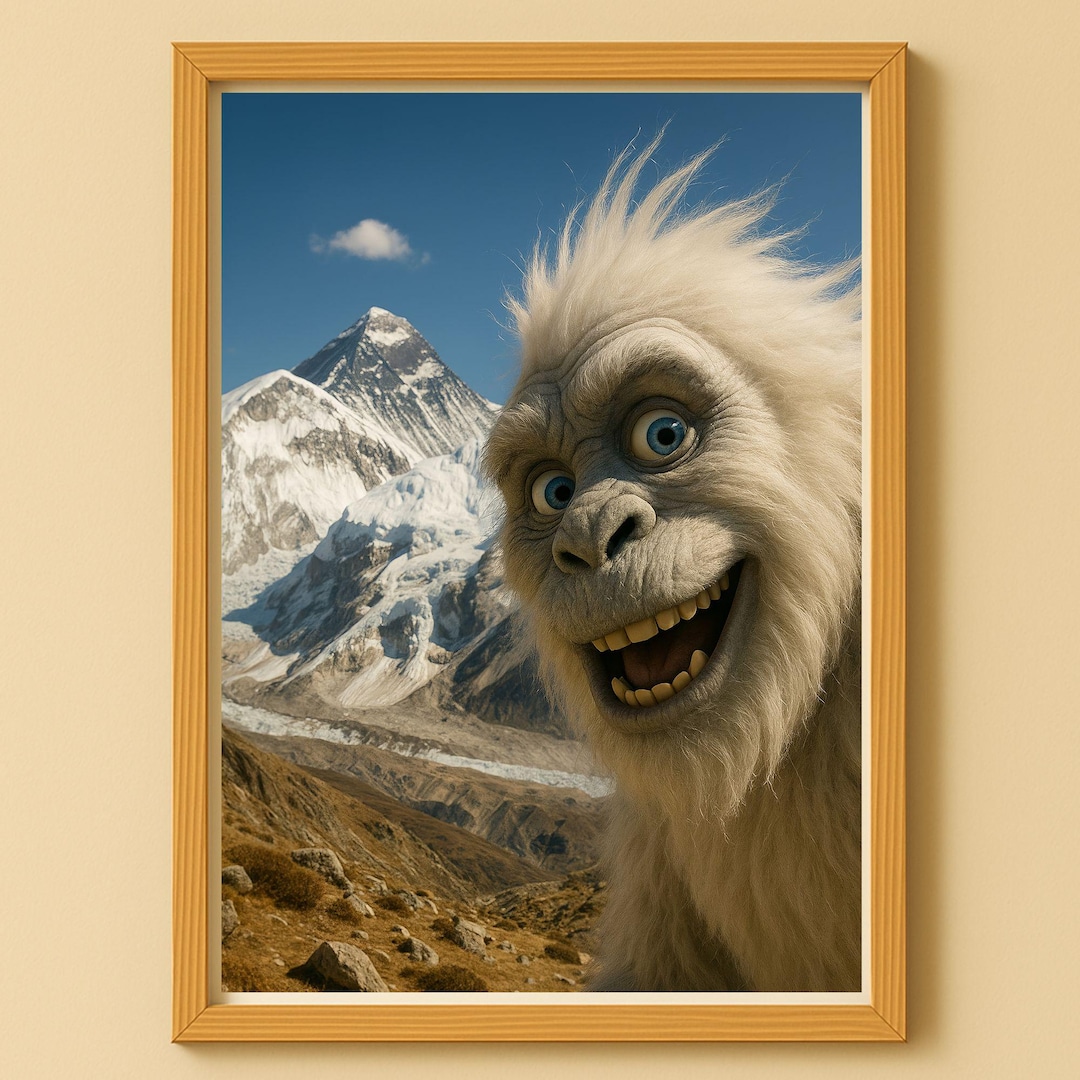 Yeti Wall Art Poster Picture – Funny Mountain Landscape Animal ...