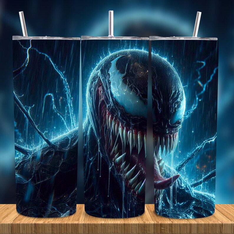 Alien Symbiote Tumbler Wrap PNG: Sci-fi Monster Cup Design (digital ...