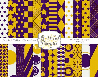 Yellow and Blue Sports Team Digital Scrapbook Paper | Etsy