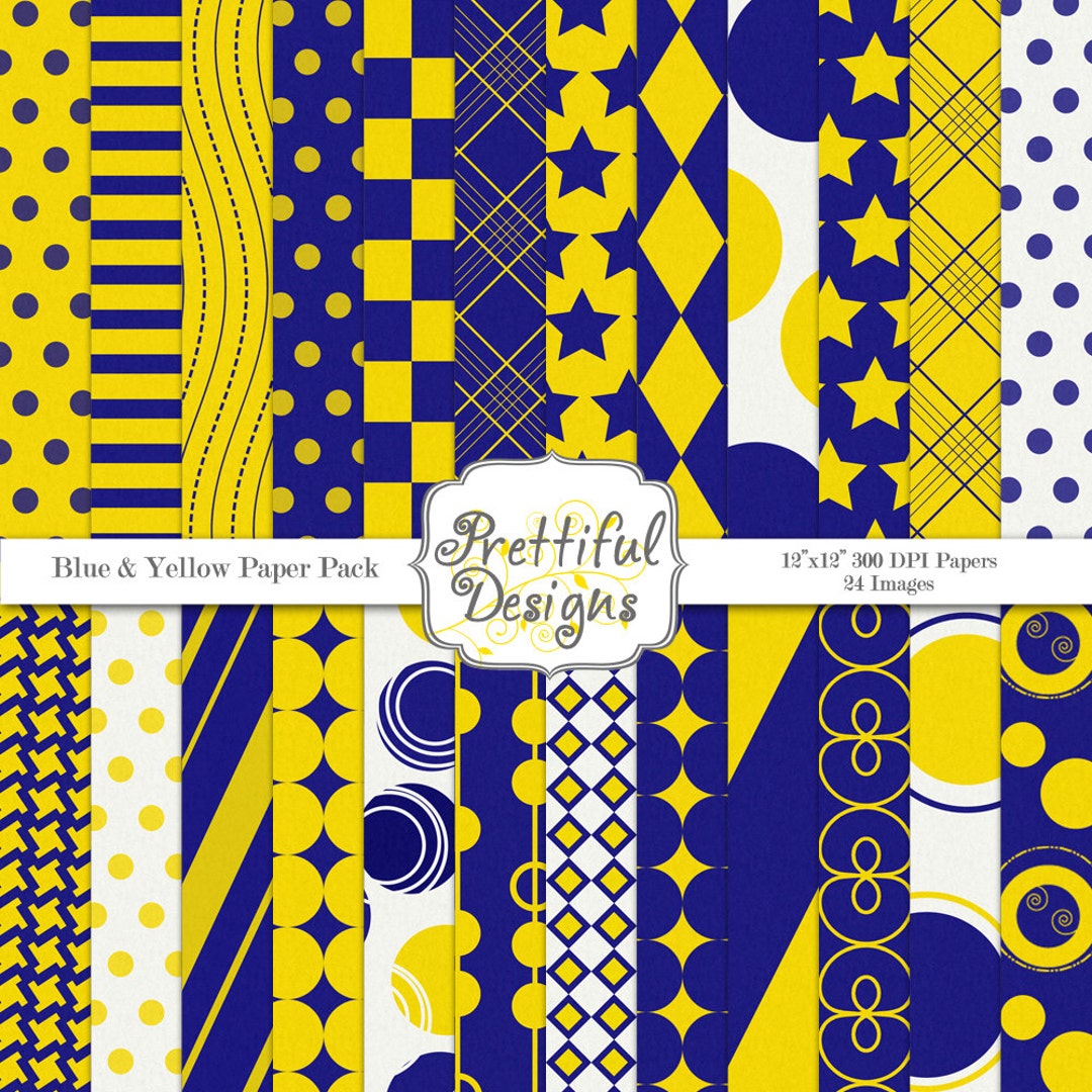 Blue and Yellow Sports Team Digital Paper Pack - Etsy
