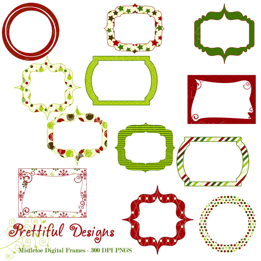 Christmas Digital Frames for Personal or Commercial Use - Mistletoe - Etsy