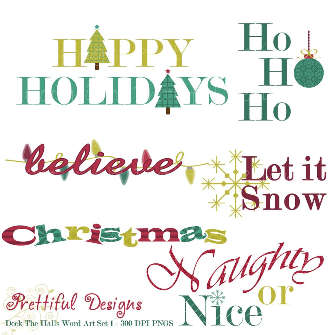 Christmas Word Art Personal or Commercial Use deck the - Etsy