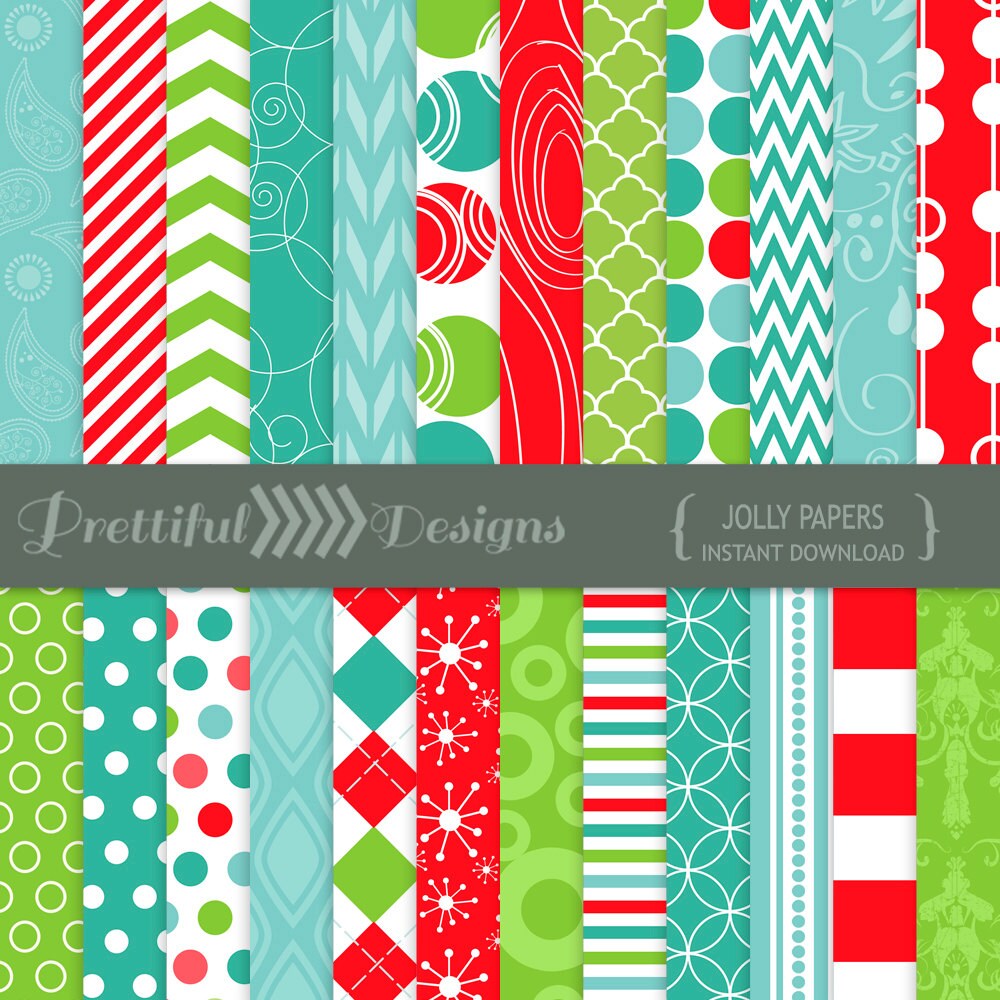 Christmas Digital Scrapbooking Papers Jolly - Etsy