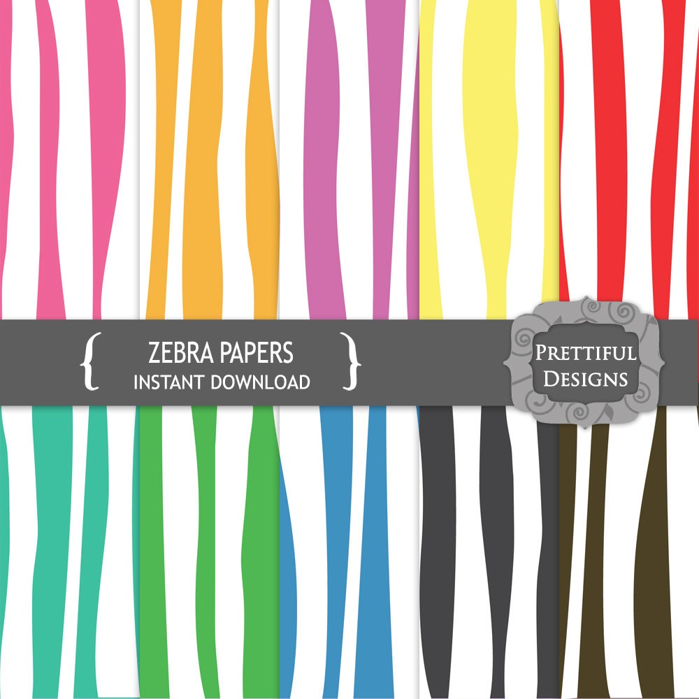 Zebra Digital Paper Pack Scrapbook Paper Zebra Paper - Etsy
