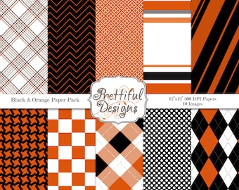 Orange and Purple Team Colors Digital Paper | Etsy