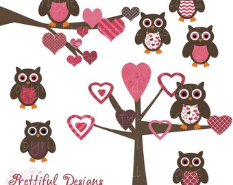 Valentine Owls Digital Clip Art for Personal and Commercial Use INSTANT ...