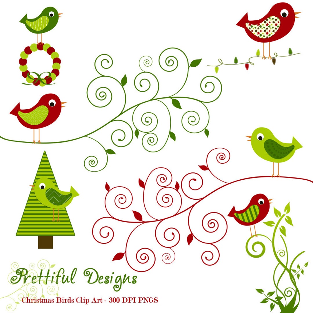 Christmas Bird Clip Art Personal or Commercial Use Mistletoe - Etsy