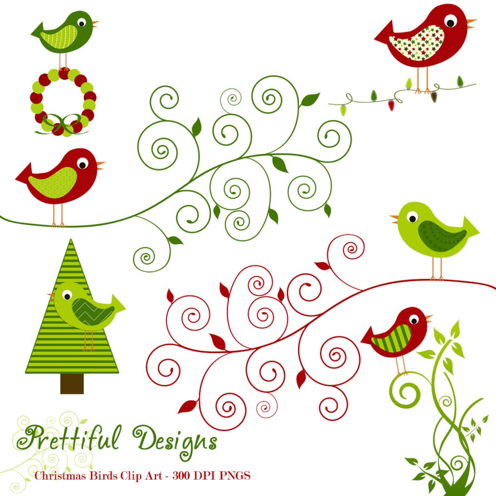 Christmas Bird Clip Art Personal or Commercial Use Mistletoe - Etsy