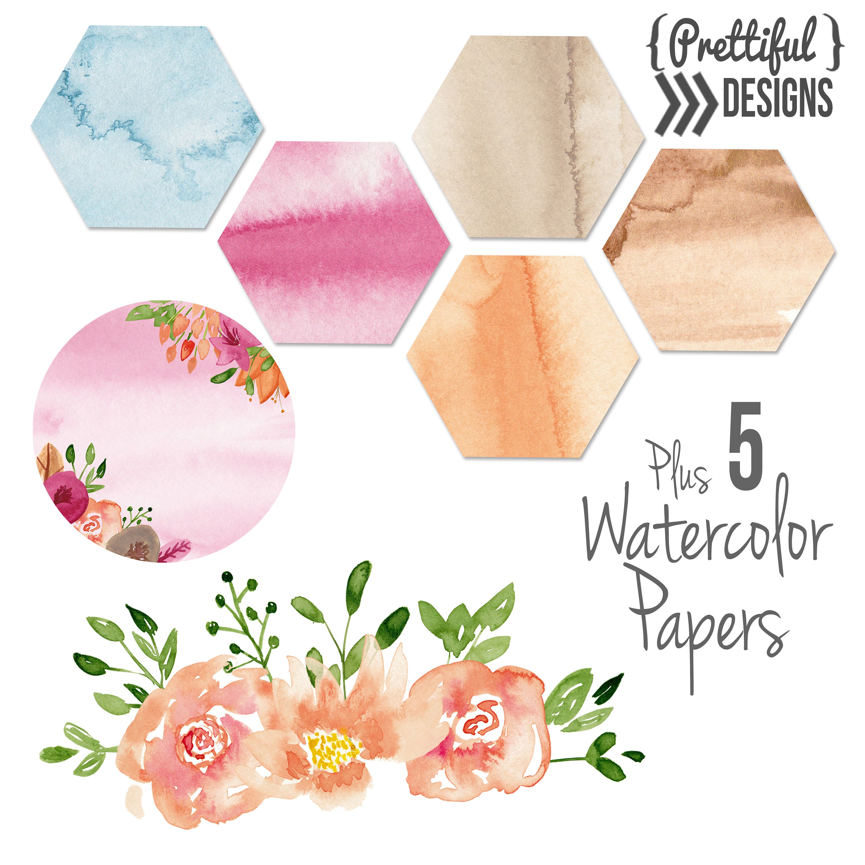 Watercolor Flower Clip Art Commercial Use 70 Individual - Etsy