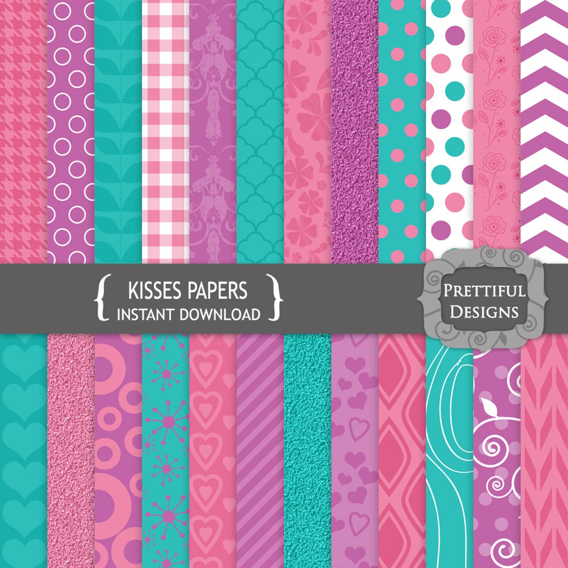 Turquoise Purple and Pink Digital Paper Pack Scrapbook Paper - Etsy