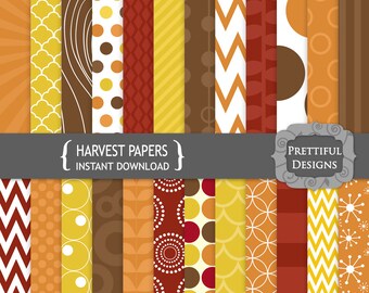 Pumpkin Harvest Digital Paper Pack Commercial Use Instant Download - Etsy
