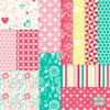 Turquoise Purple and Pink Digital Paper Pack Scrapbook Paper Commercial ...