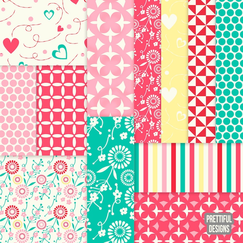 Girly Digital Paper Pack Digital Pattern Background Papers - Etsy