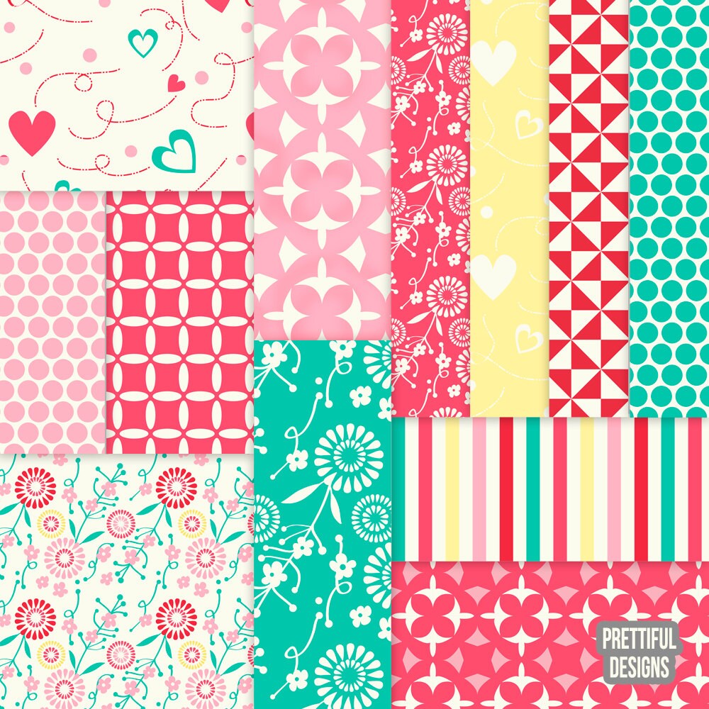 Girly Digital Paper Pack Digital Pattern Background Papers - Etsy