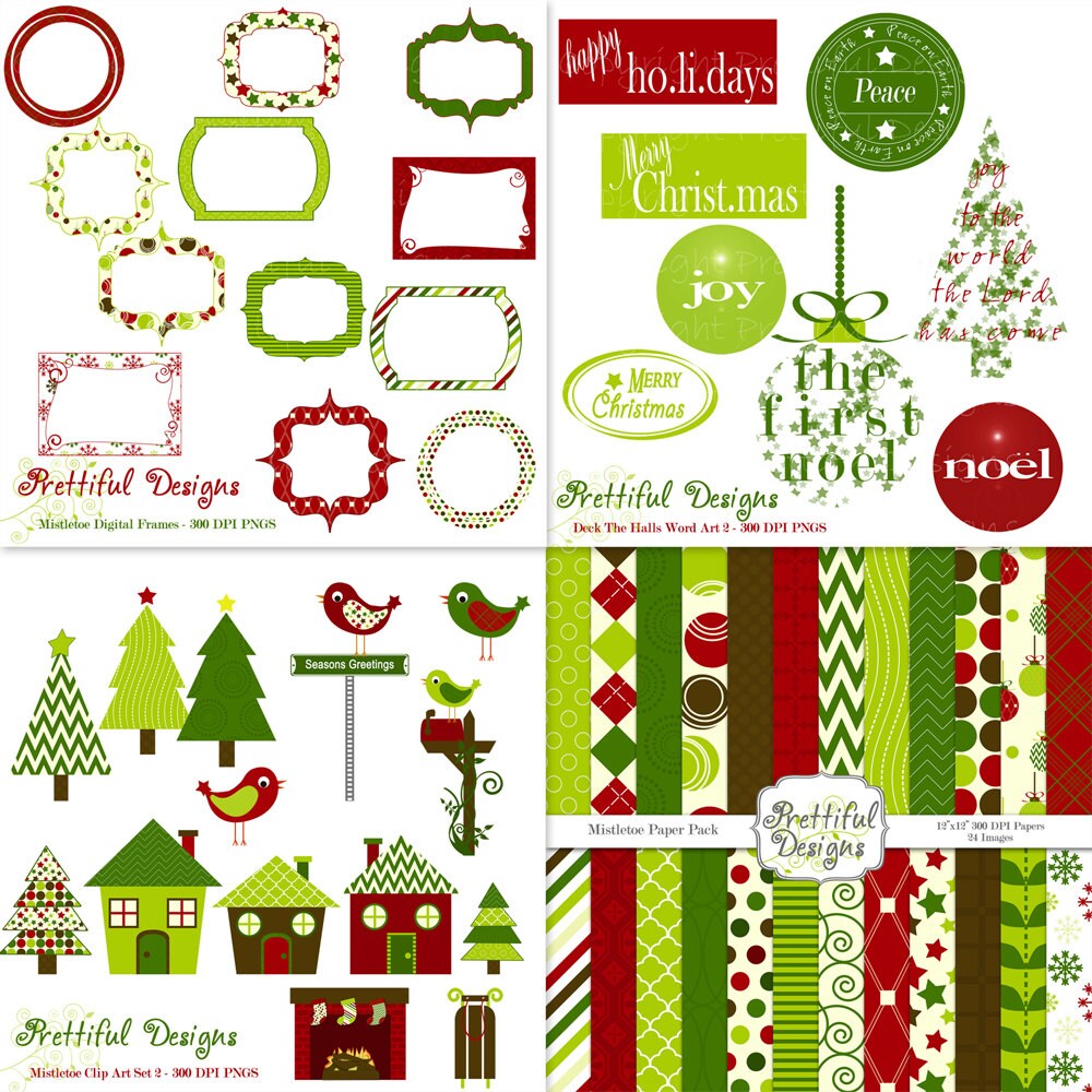 Christmas Digital Scrapbook Kit With Papers, Frames, and Clip Art ...