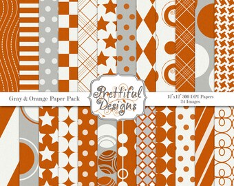 Orange and Blue Sports Team Colors Digital Paper Pack | Etsy