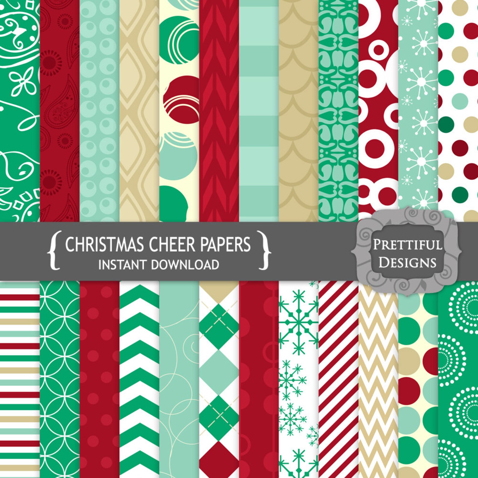 Christmas Digital Paper Christmas Scrapbook Papers Christmas - Etsy