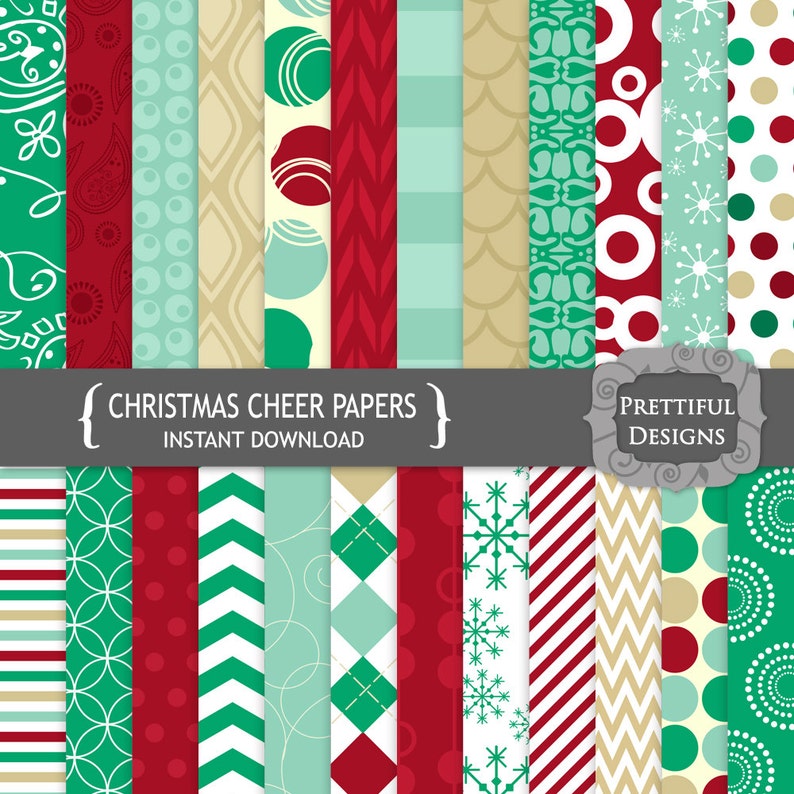 Christmas Digital Paper Christmas Scrapbook Papers Christmas - Etsy