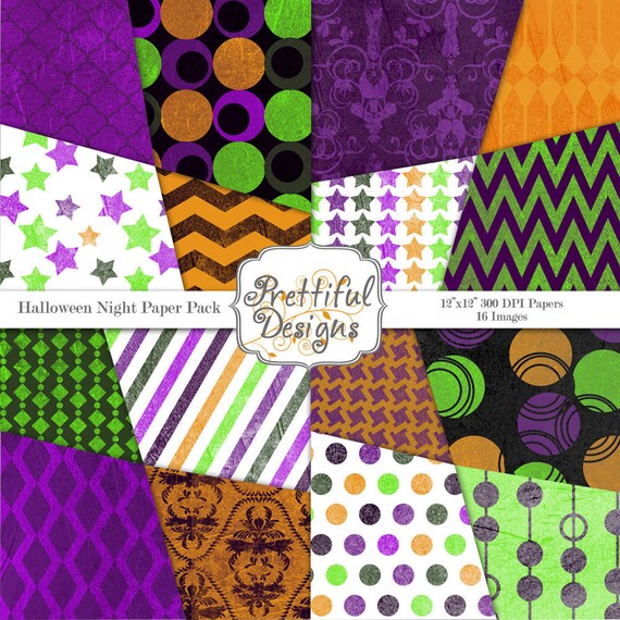 Halloween Digital Paper Pack for Scrapbooking, Invitations, Card Making ...