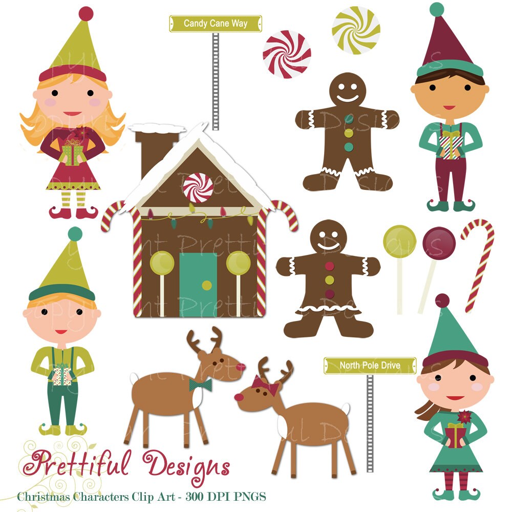 Christmas Elves Clip Art Elf, Elves, Gingerbread, Reindeer Personal or ...