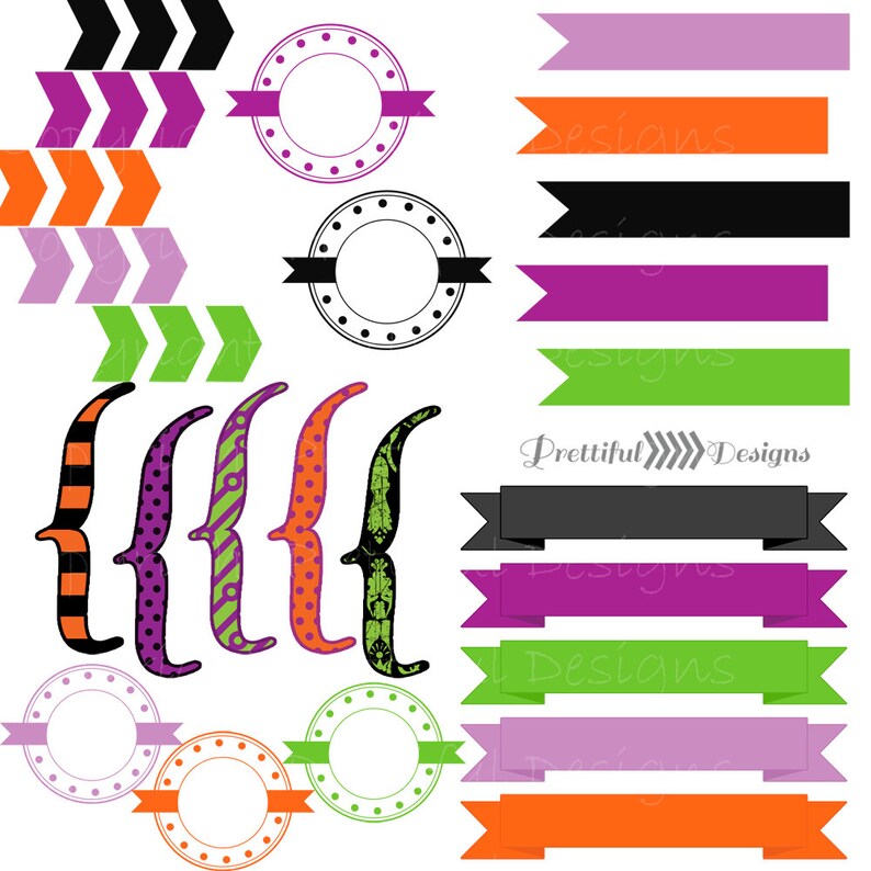 Halloween Arrows and Banners Clip Art Commercial Use Witches - Etsy