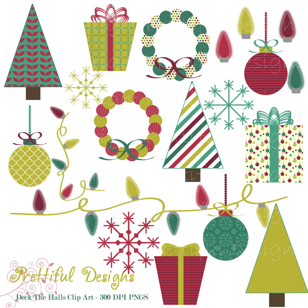 Christmas Tree Clip Art Personal or Commercial Use Deck the Halls - Etsy