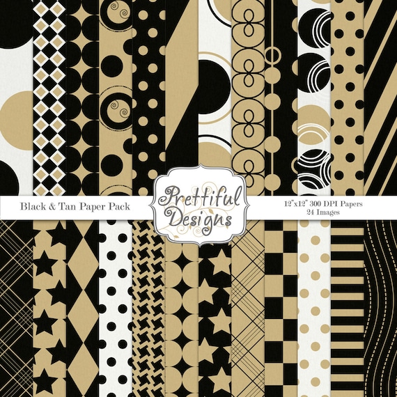 Digital Paper Pack Commercial Use Sports Team Colors Black and Tan by ...