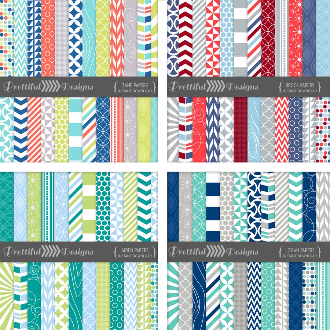 Boy Colors Digital Paper Backgrounds Printable Combo - Etsy