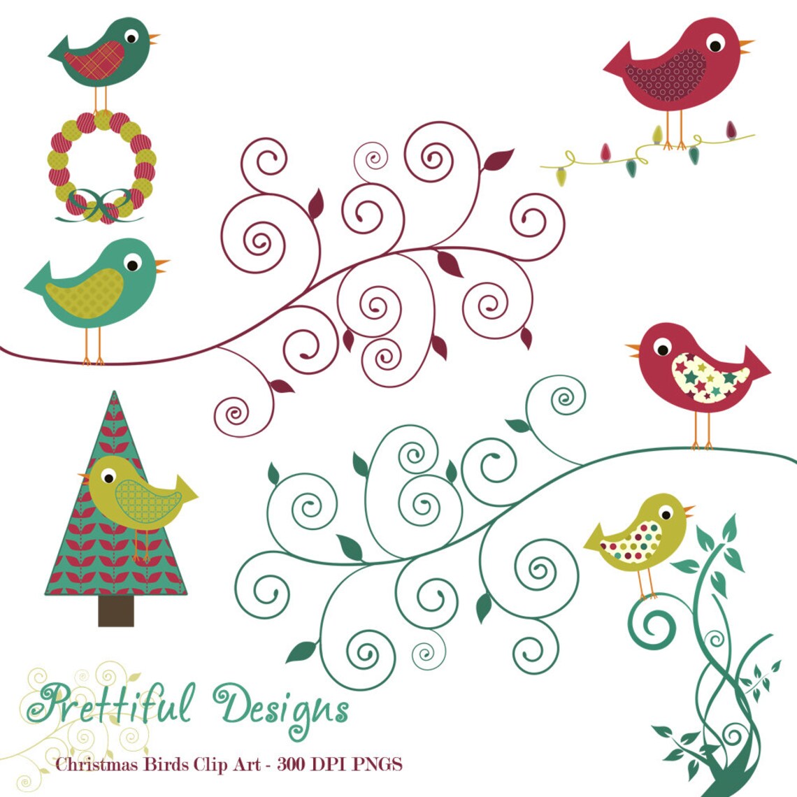 Christmas Bird Clip Art Personal or Commercial Use Deck the Halls - Etsy