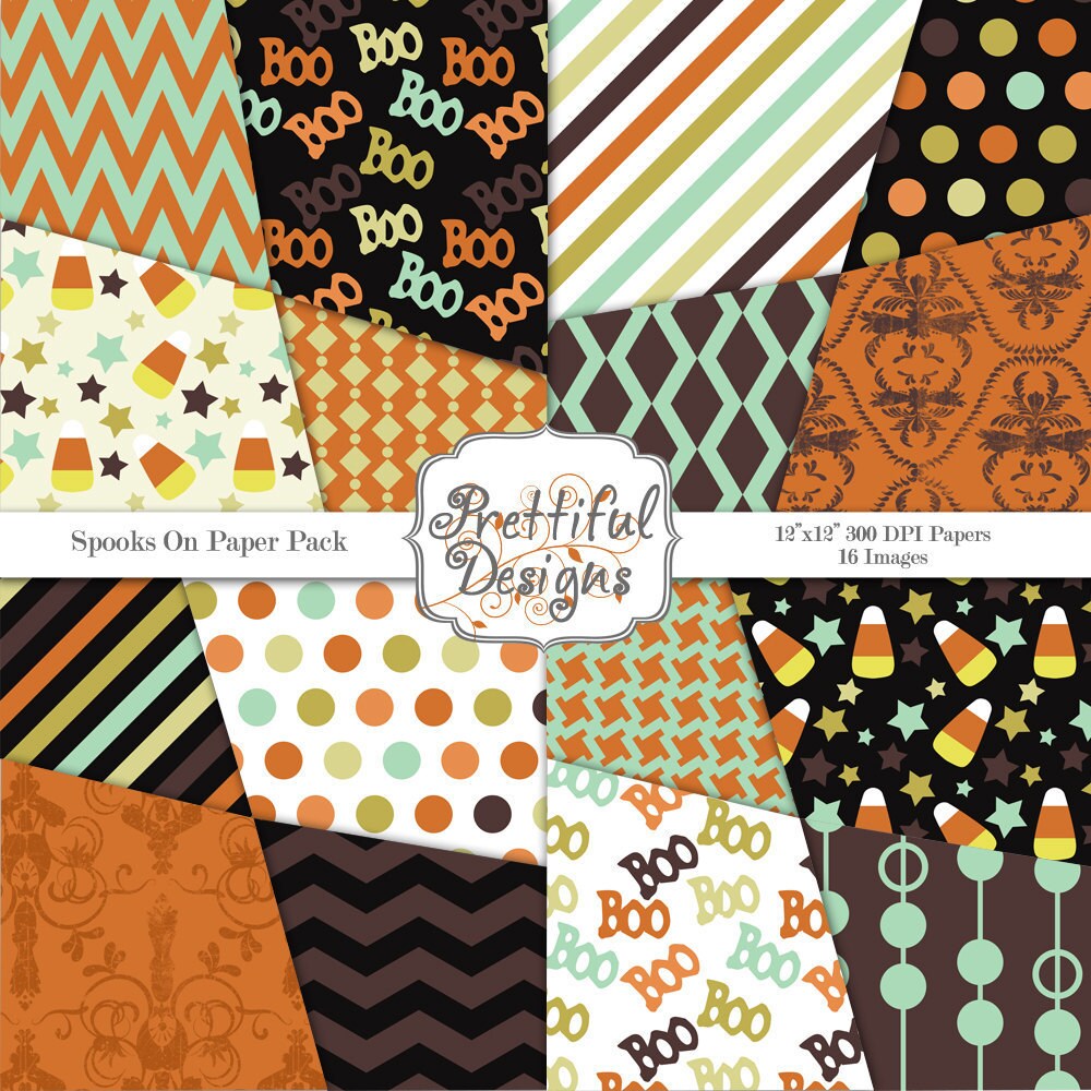 Halloween Digital Scrapbook Paper Pack - Etsy