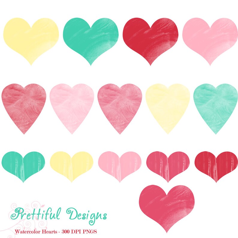 Watercolor Hearts Clipart Valentine Heart Clip Art - Etsy